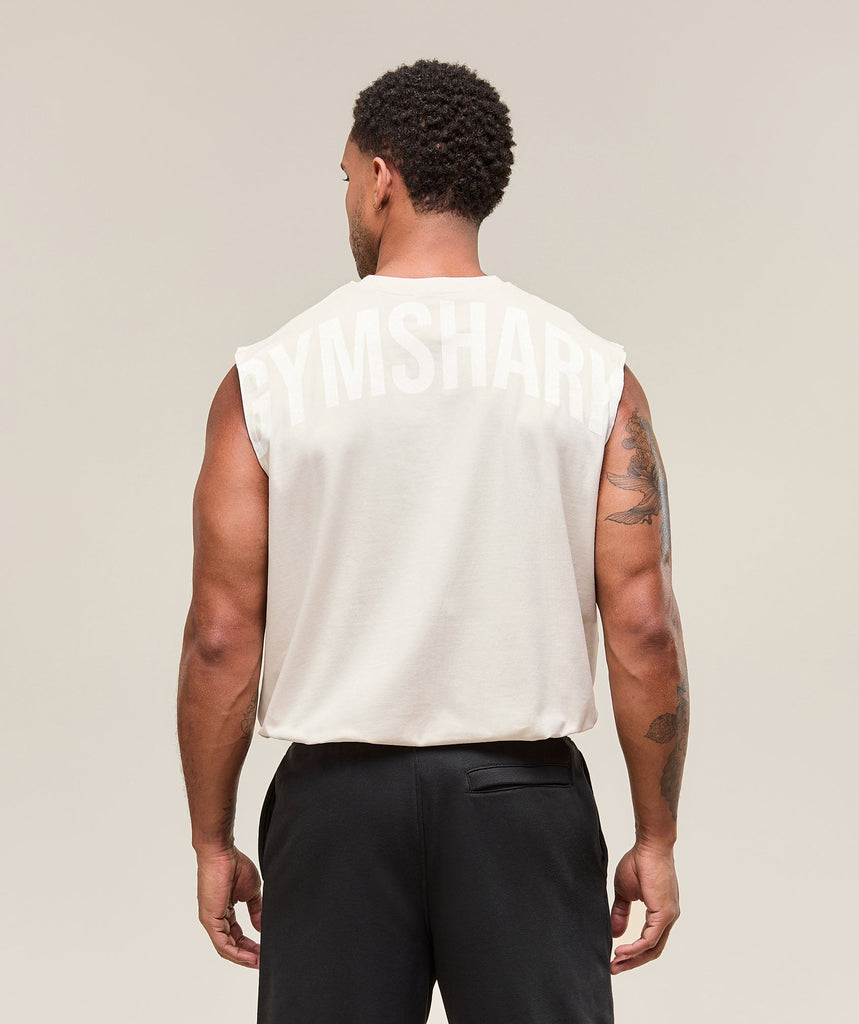 Gymshark Power Cut Off Tank - Oat White | Gymshark