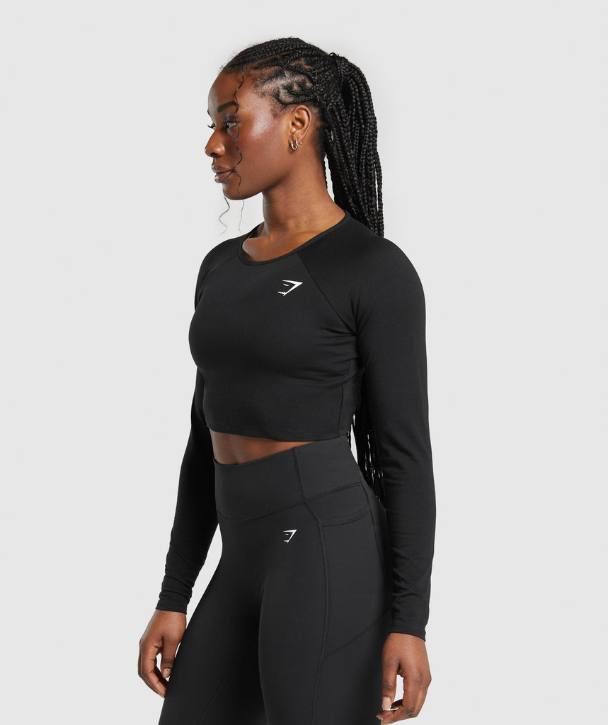 Gymshark Lifting Essential Long Sleeve Crop Top - Black | Gymshark