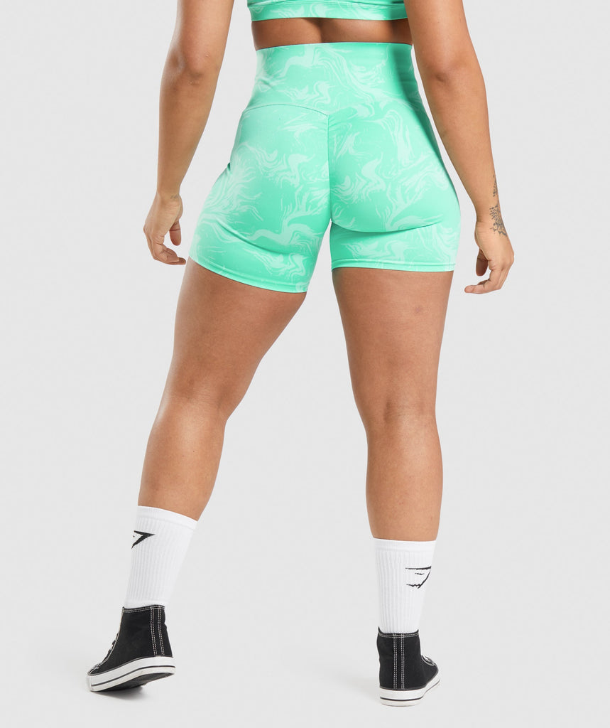 GS Power High Rise Shorts - Bright Turquoise Print | Gymshark