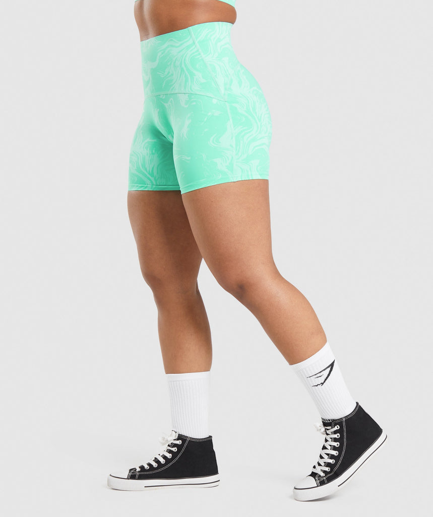 GS Power High Rise Shorts - Bright Turquoise Print | Gymshark